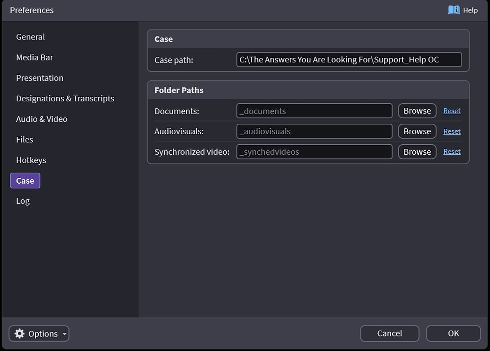 OnCue Preferences - Case